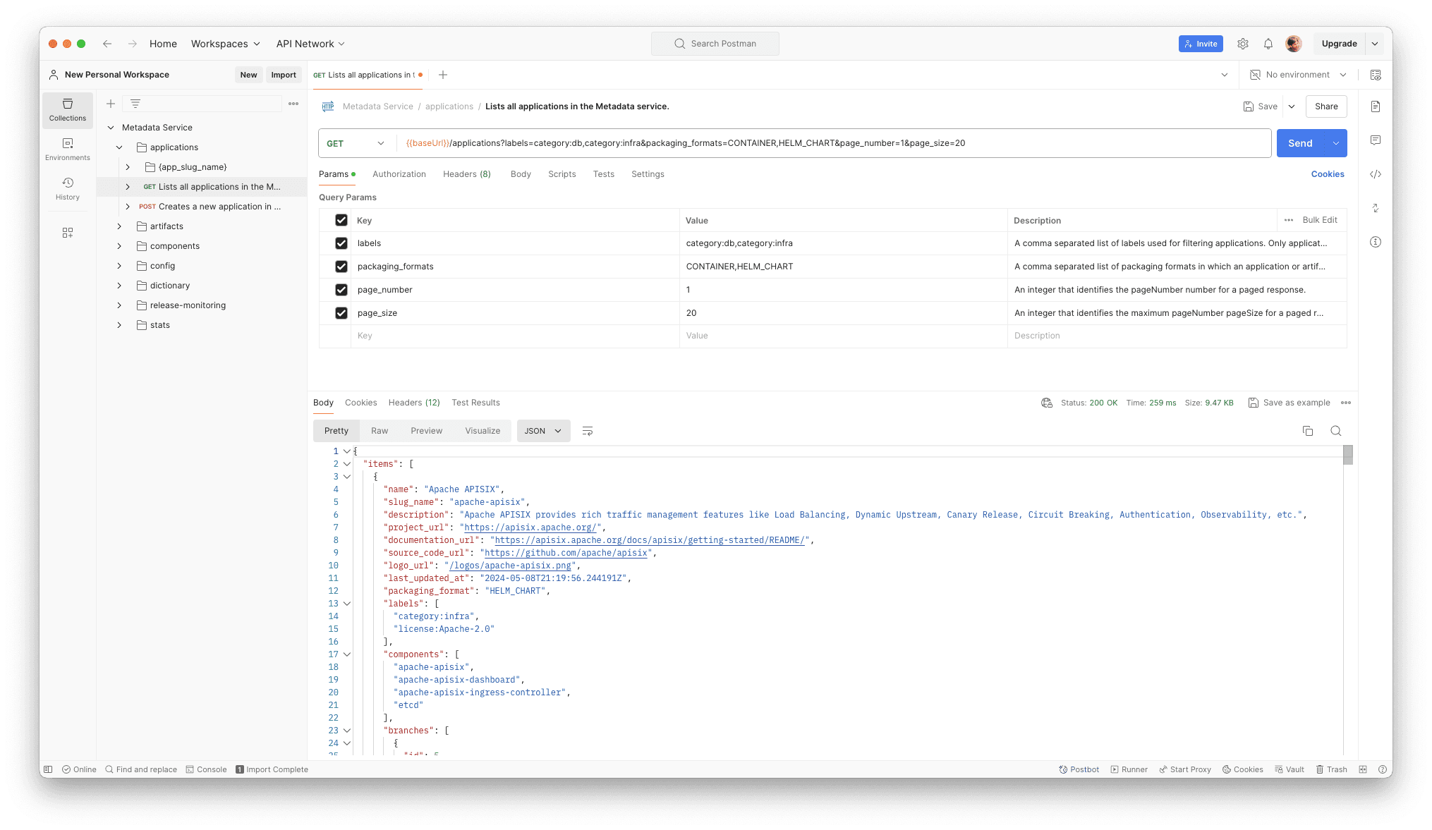SUSE Application Collection: Use REST API with Postman